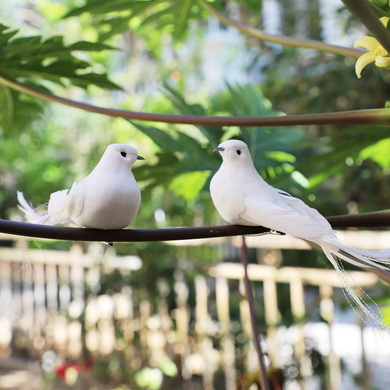 Amazon.com: LWINGFLYER Artificial Dove Birds 6-Inch White Feathered ...