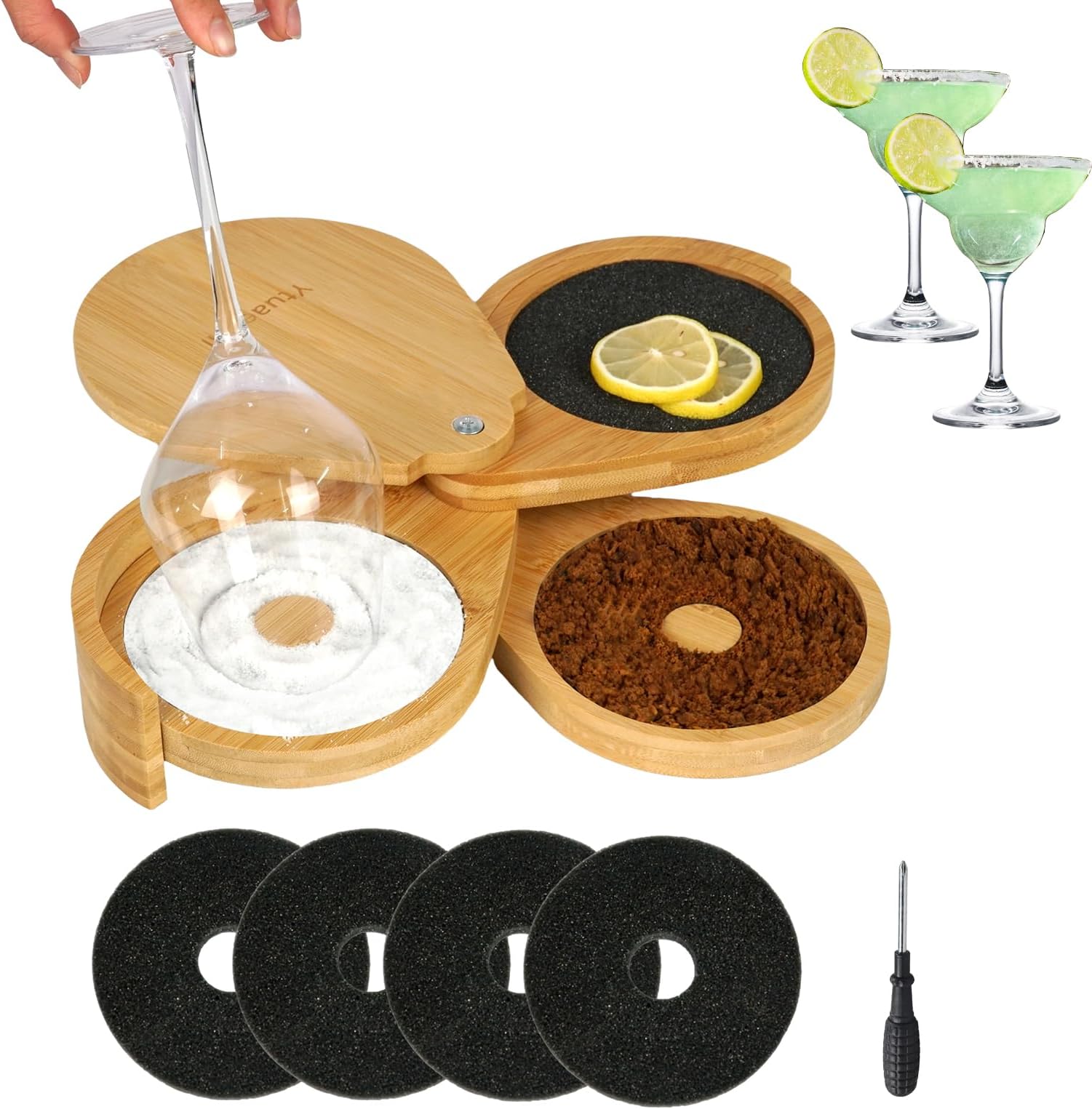 Amazon.com | 3 Tier Margarita Salt Rimmer Set Bamboo. Family Party Salt ...