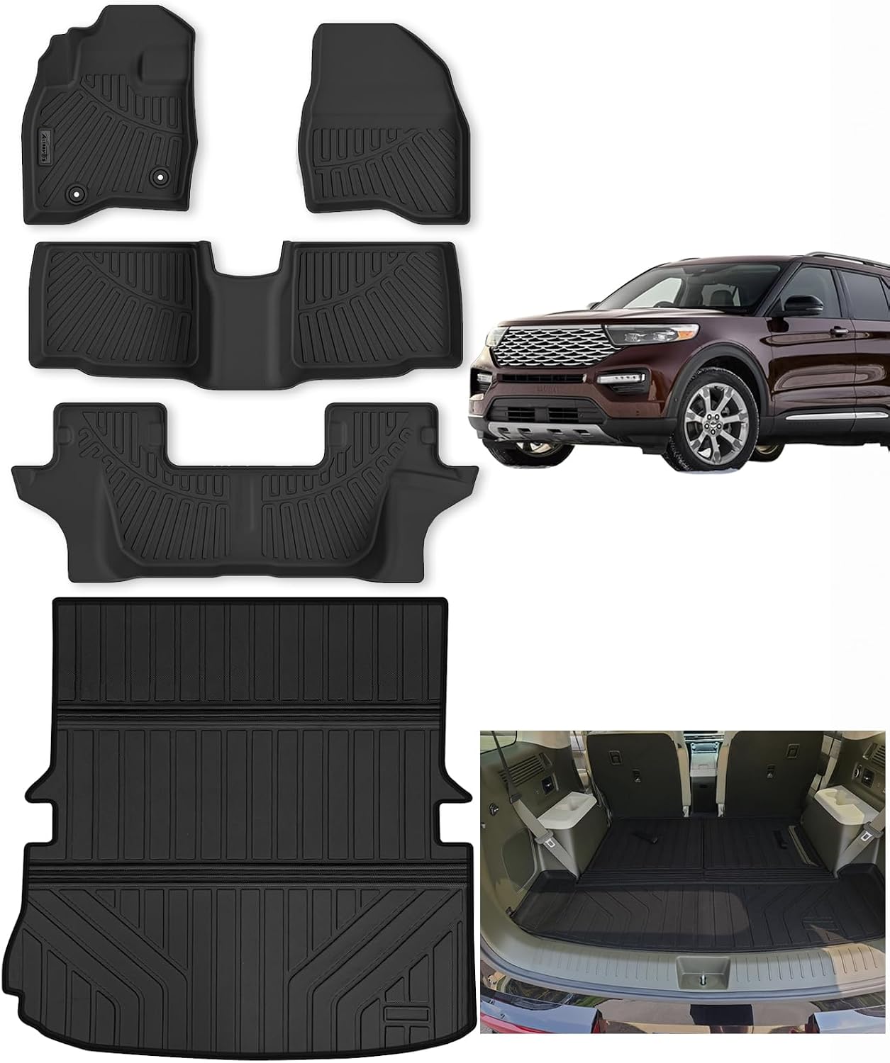 AltraVos Floor Liners & Large Cargo Liners for 2017-2019 Ford Explorer ...