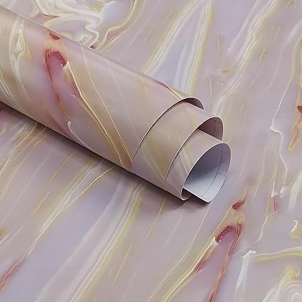 Amazon.com: Boobest Granite Gold White Marble Contact Paper Light Pink ...