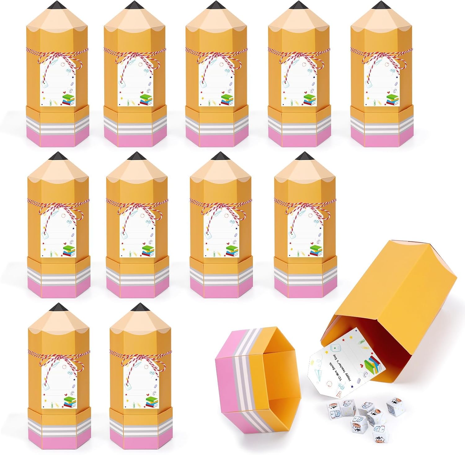 Amazon.com: Sinasasspel Back to School Pencil Treat Boxes with Cards ...