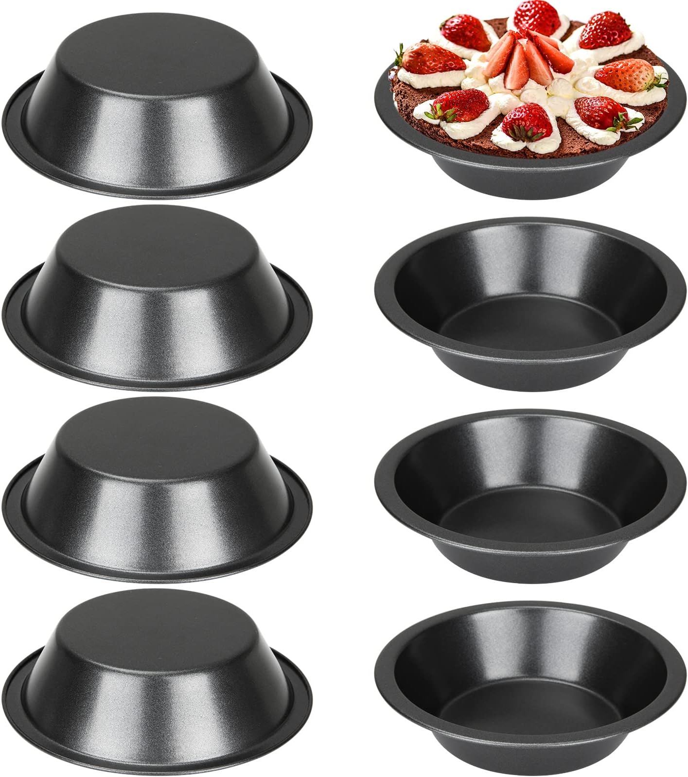 webake Individual Pie Dishes Round Mini Tart Tins 12 cm Non-Stick ...