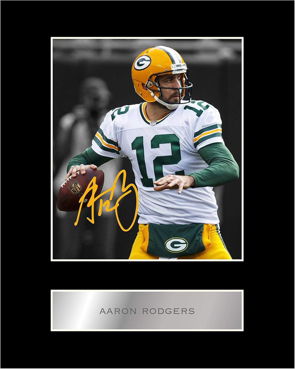 Amazon.com: Aaron Rodgers Pre Printed Signature Signed Mounted Photo ...
