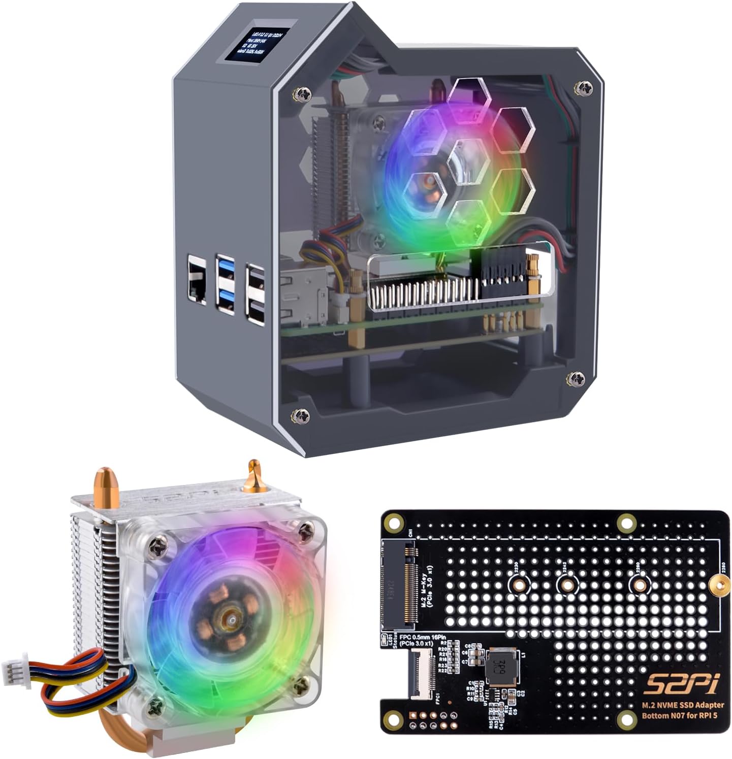 GeeekPi N07 Mini Tower NVMe NAS Kit for Raspberry Pi 5, with N07 M.2 ...