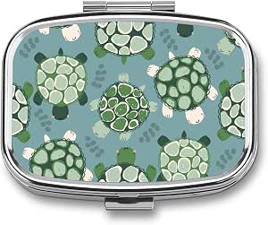 Amazon.com: Pill Box Cute Green Turtles Square-Shaped Medicine Tablet ...