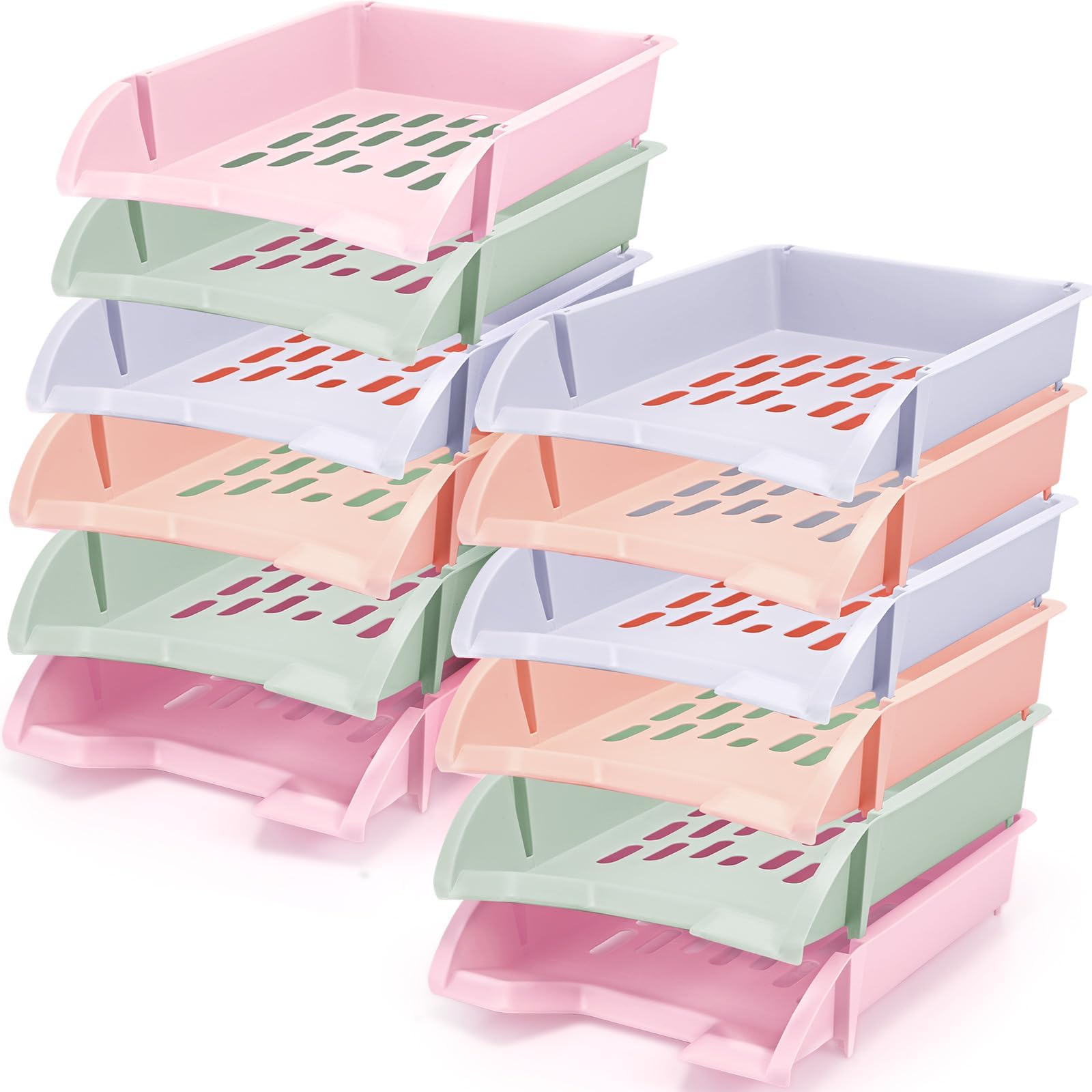 Amazon.com: Gueevin 12 Pcs Turn in Trays Classroom Stackable Paper ...