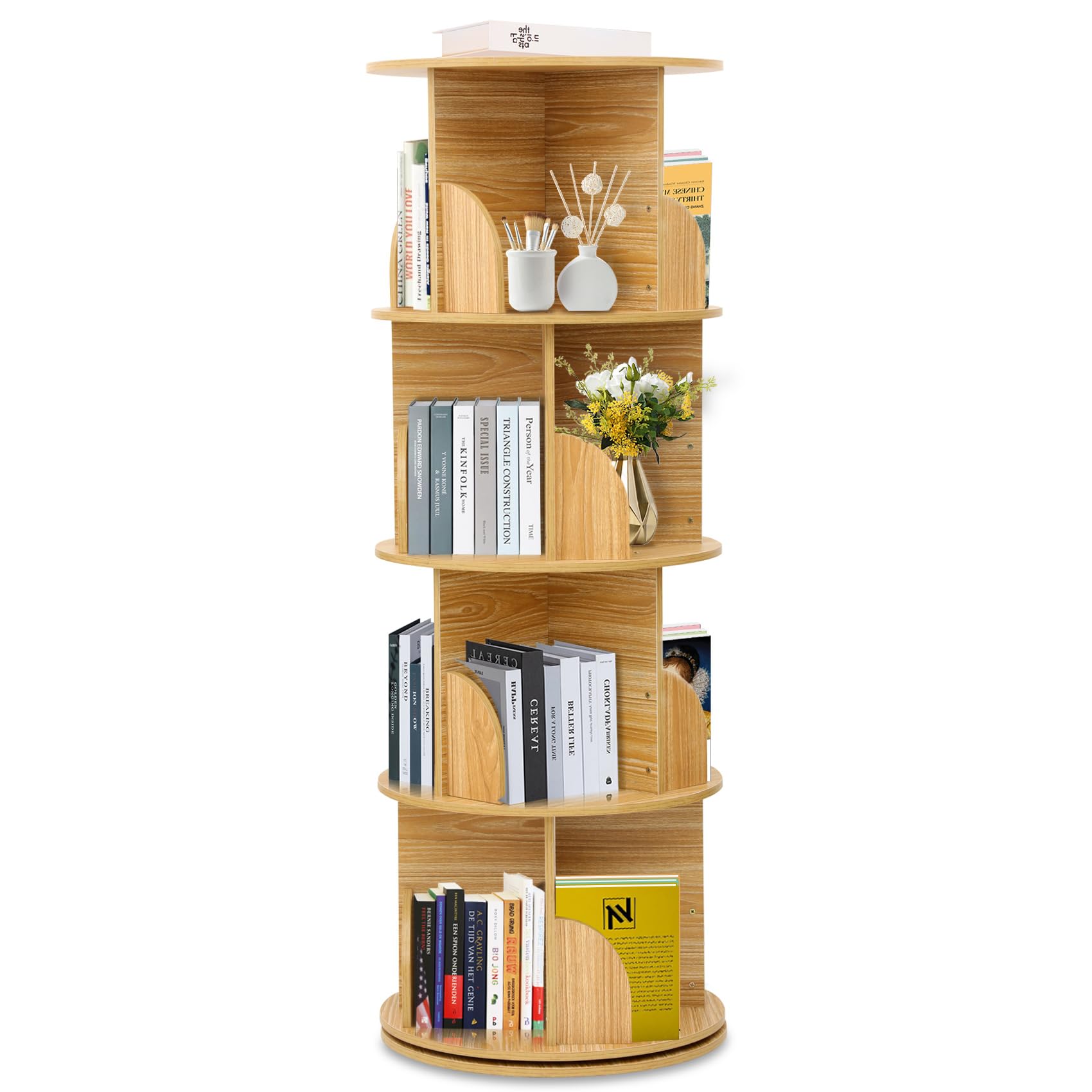Snapklik.com : Upgraded 18" Rotating Bookshelf Tower, 4 Tier Circular ...
