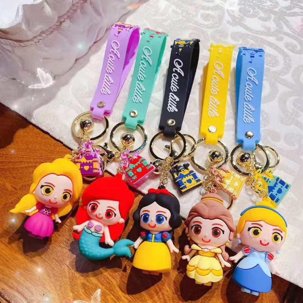 Cute Disney Princess Charater Key chain key ring for Bike & Car (Pack ...