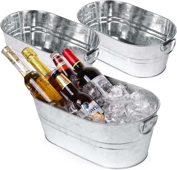 Amazon.com: tchrules Galvanized Tub Beverage Tubs, 3pcs Metal Ice ...
