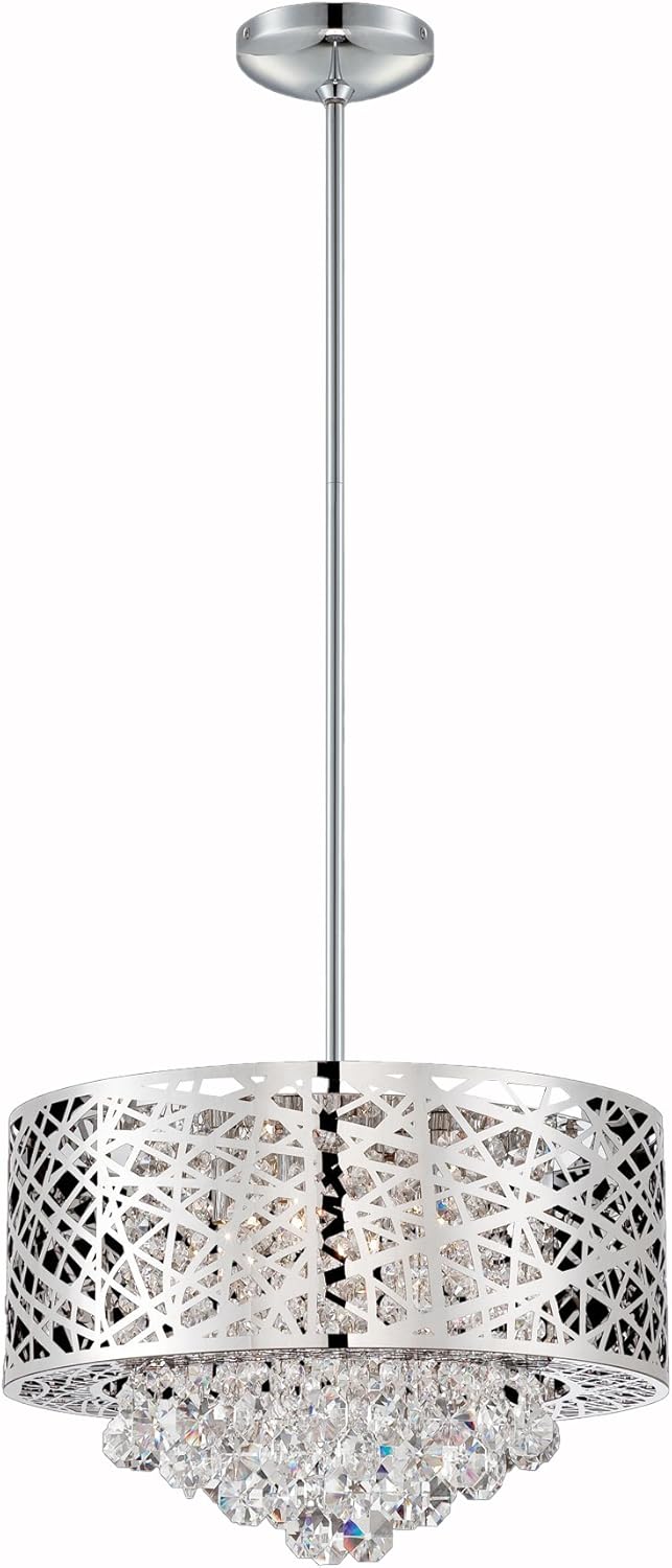 Lite Source EL-10101 Benedetta 4-Lite Pendant, Chrome Finish, 16" W x 6.5" H - Ceiling Pendant ...