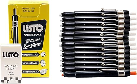 Amazon.com : Listo 1620 and 162 Marking Kit - White, 12 Pencils, 72 ...