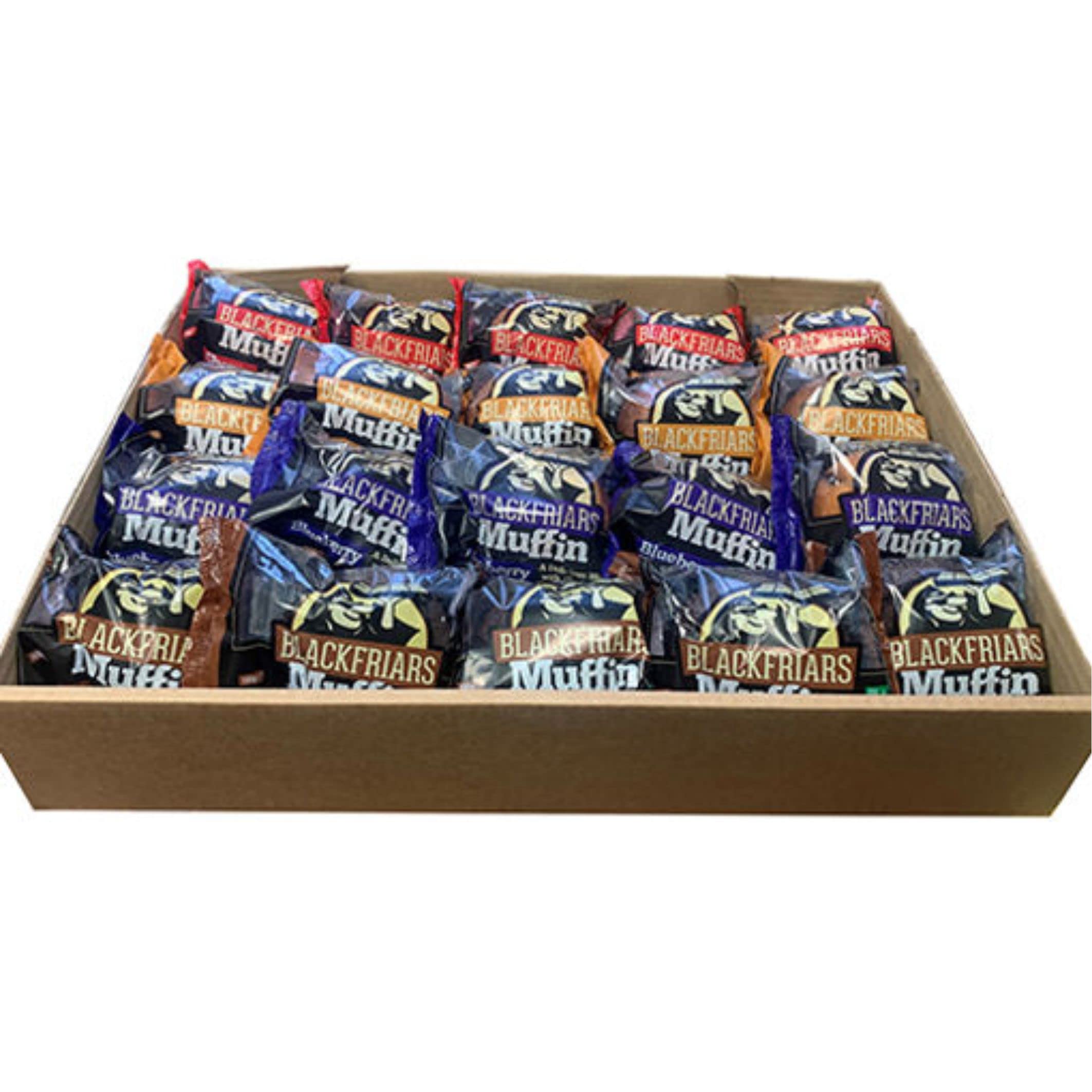 Mixed Muffin Box (20x100g) Mixed flavours - 5 choc chip, 5 Blueberry, 5 ...