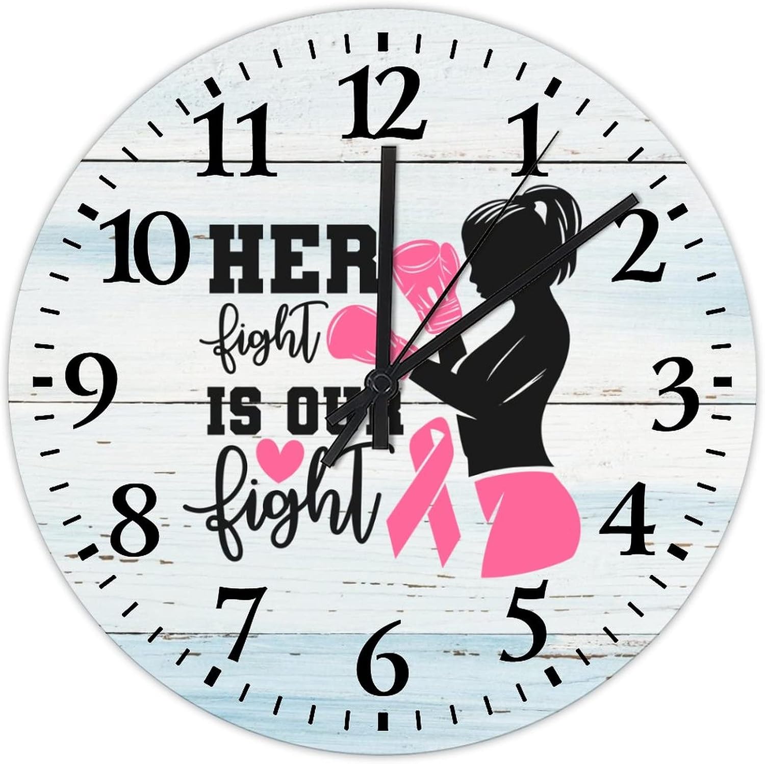 Amazon.com: Wall Clock Breast Cancer Her Fight is Our Fight Wall Clock ...