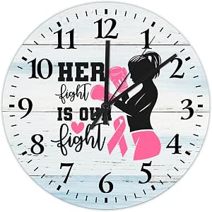 Amazon.com: Wall Clock Breast Cancer Her Fight is Our Fight Wall Clock ...