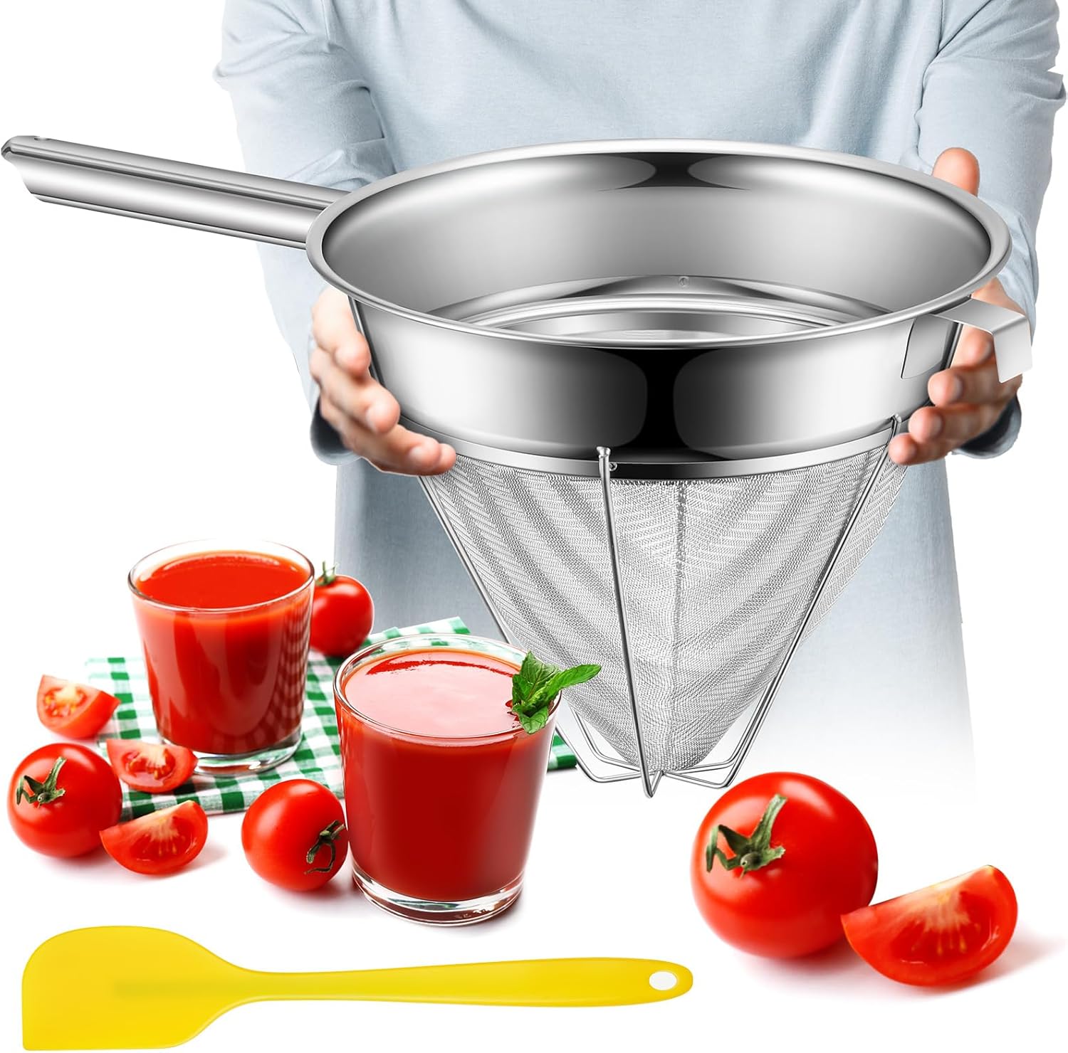 Amazon.com: SiliFine Stainless Steel Reinforced Bouillon Strainer Sieve ...