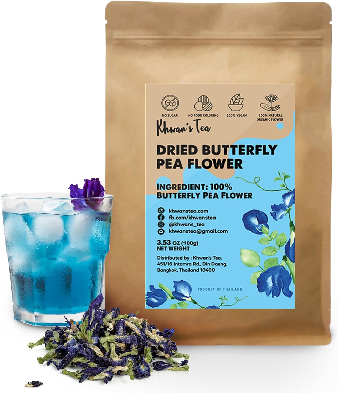 Amazon.com : INCAS 100% USDA Organic Butterfly Pea Flower Powder, Non ...