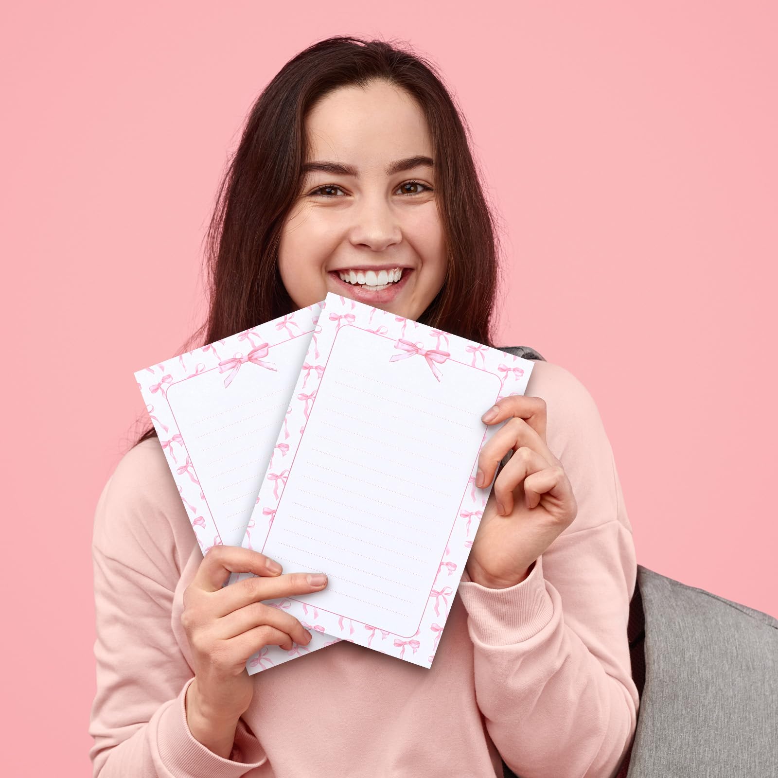 Snapklik.com : 100 Sheets Coquette Bow Note Paper Coquette Preppy Pink ...