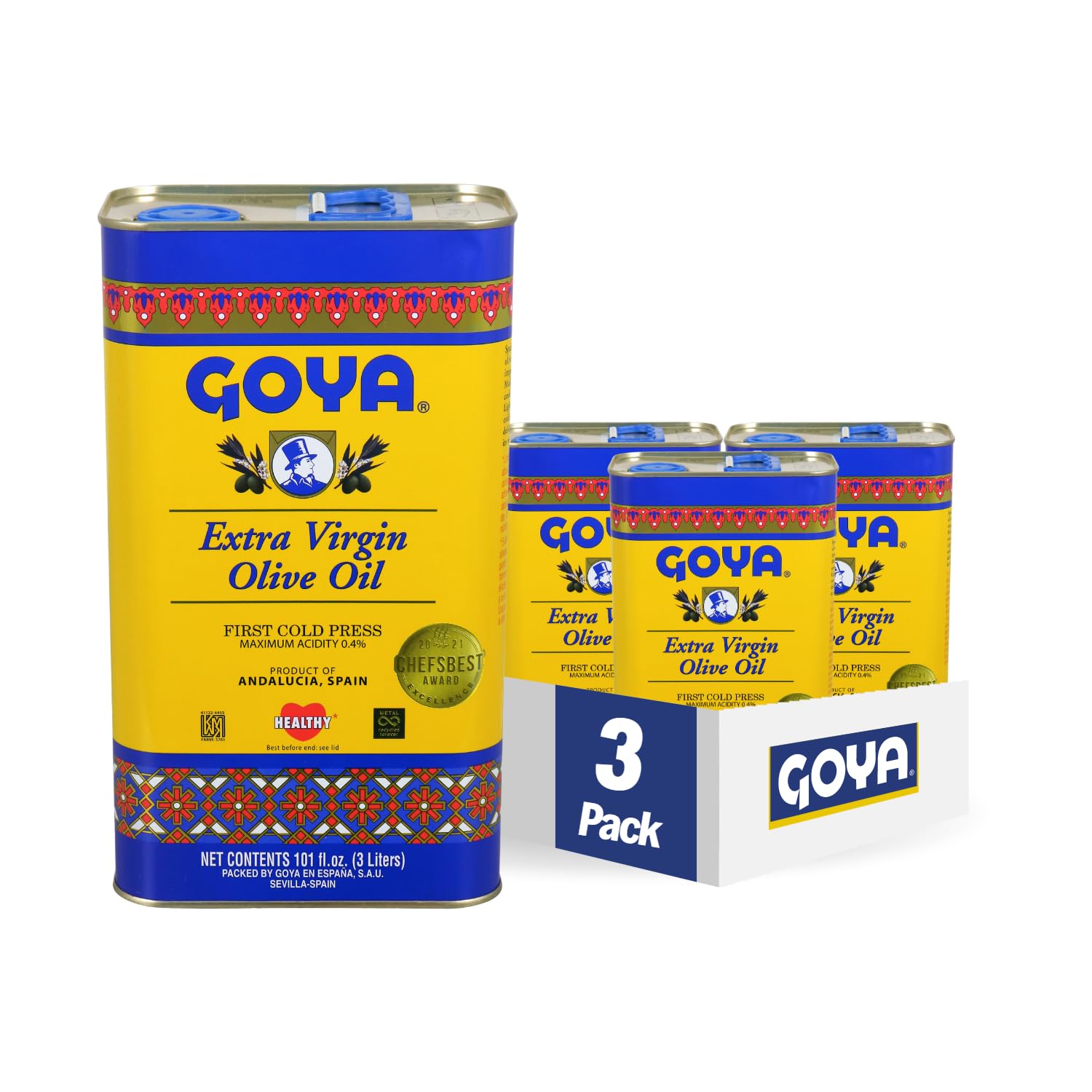 Amazon.com: Goya Foods Aceite de oliva virgen extra, lata, 3 litros ...