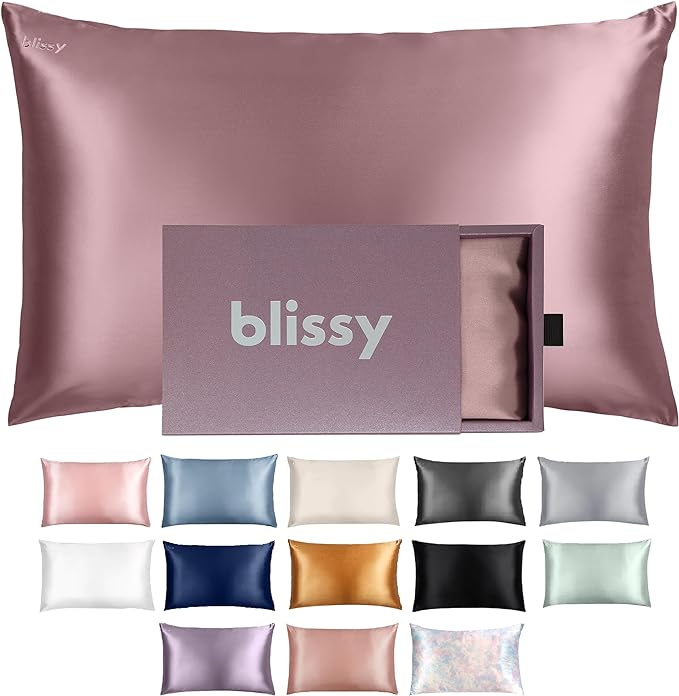 Amazon.com: Blissy Silk Pillowcase - 100% Pure Mulberry Silk - 22 Momme ...