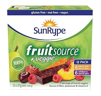 Amazon.com: SunRype FruitSource Veggie 100% Fruit and Vegetable Bar ...