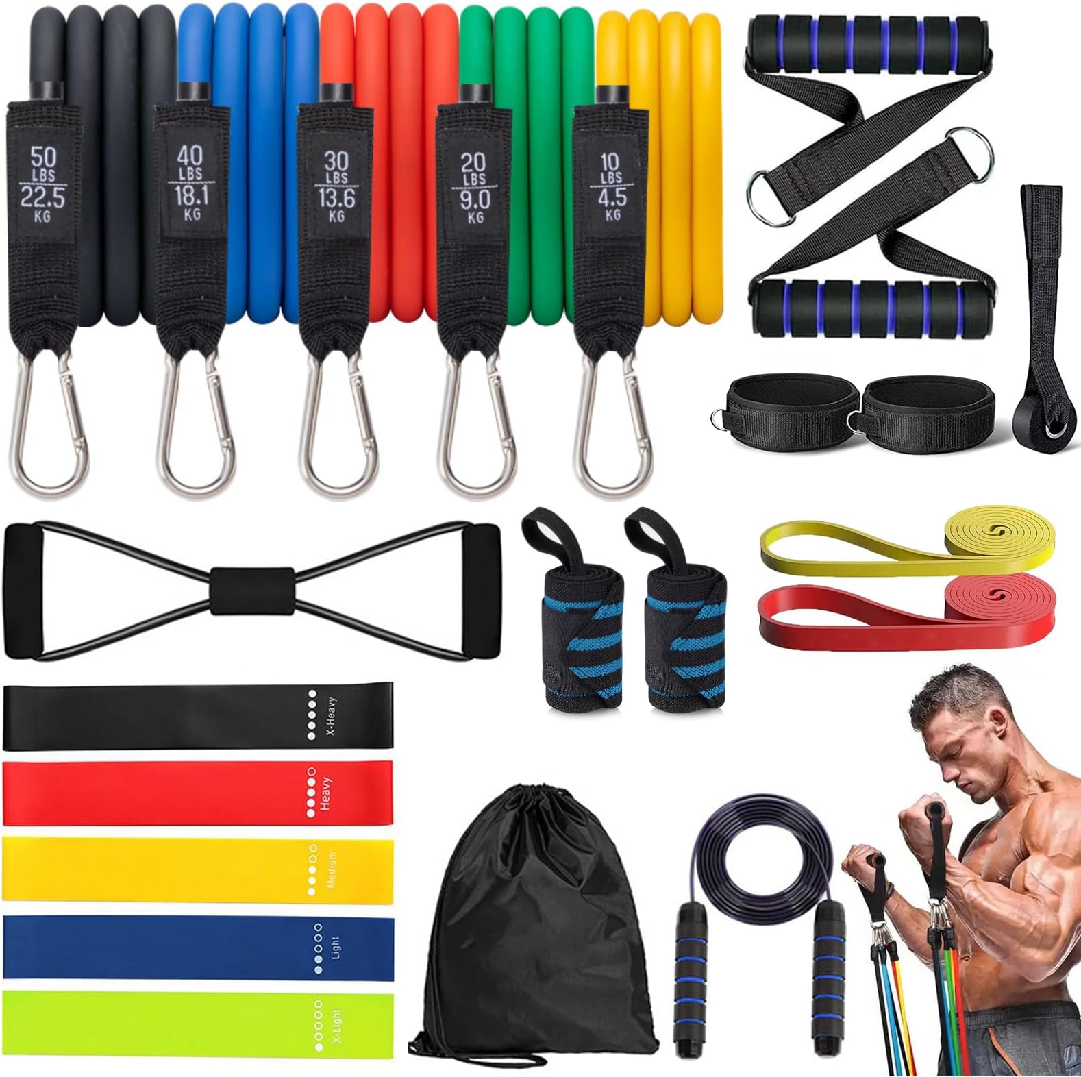 PROIRON Resistance Bands Set 14 Pieces Anti-Snap Resistance Band ...