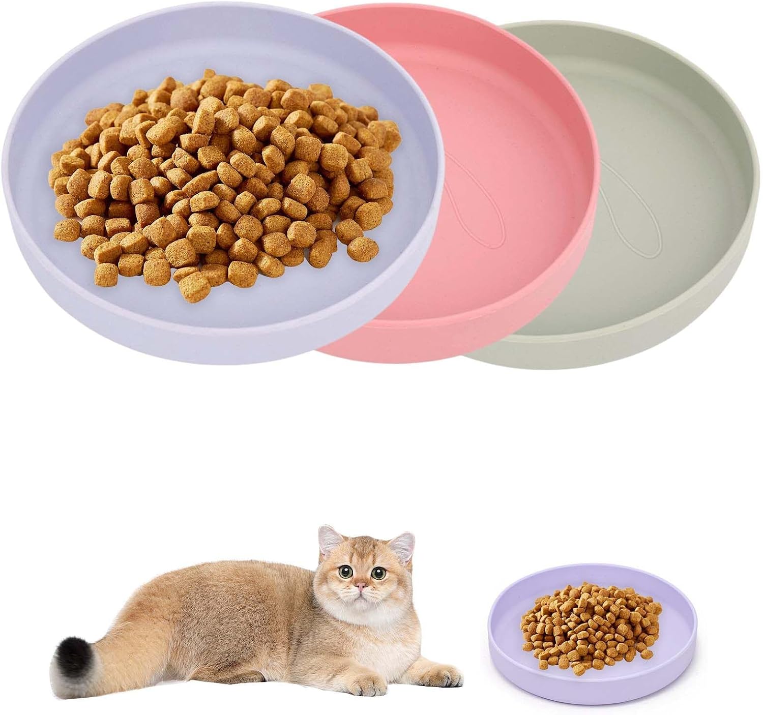 3 Stück Futternapf Katze: 18cm Breit Flach Oval Katzennapf Kieselgel ...