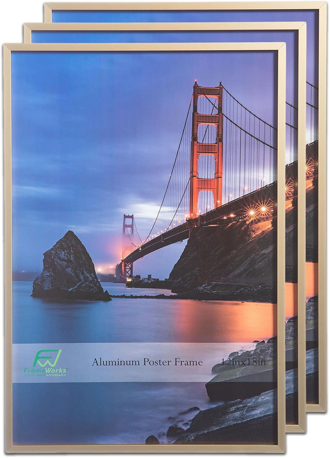 Amazon.com: FrameWorks 12x18 Brushed Aluminum Poster Frames – Modern ...