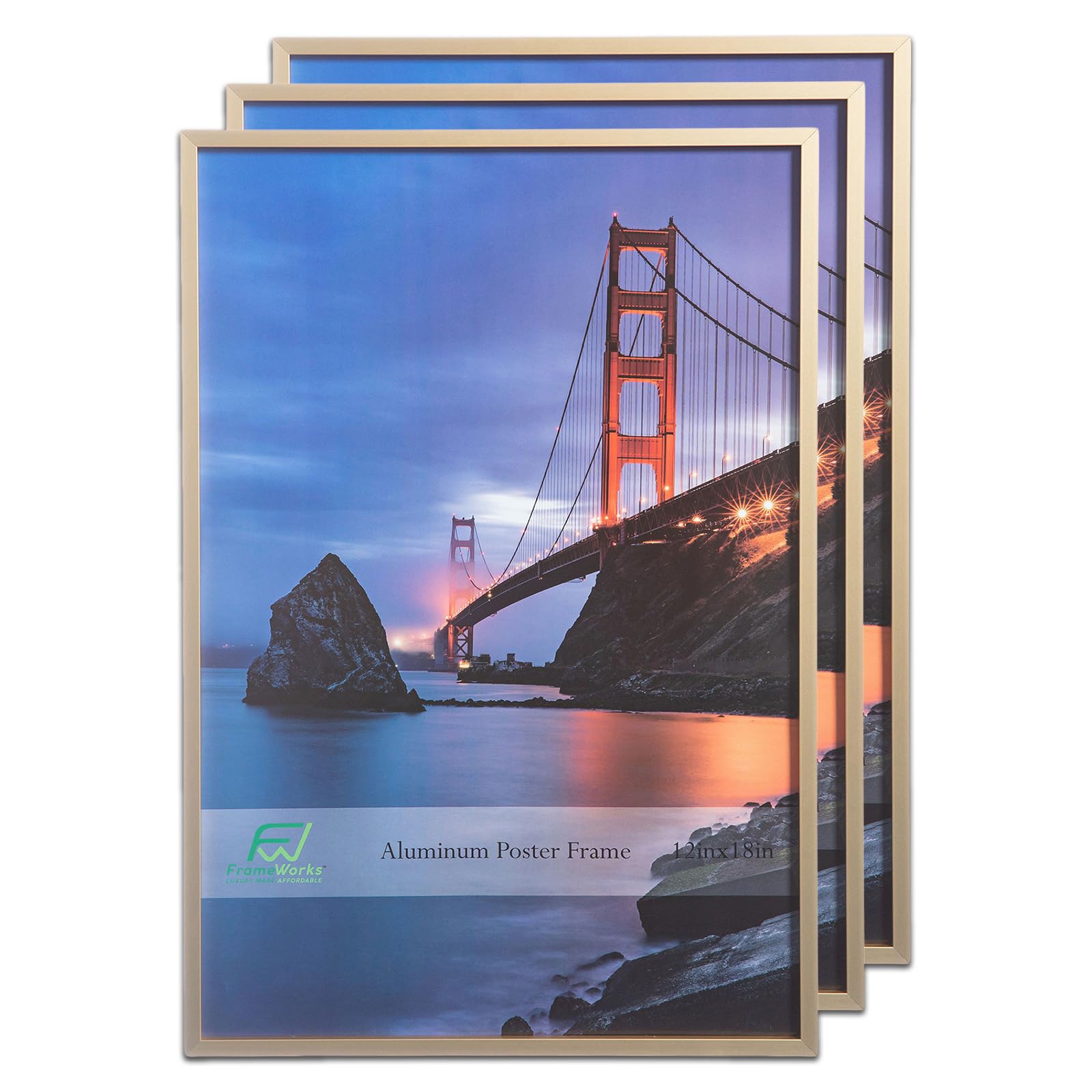 Amazon.com: FrameWorks 12x18 Brushed Aluminum Poster Frames – Modern ...