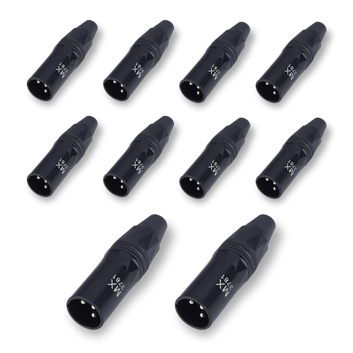 MX 3 Pin Mic Male Connector XLR Black Coated Made of Pure Copper Nickel ...