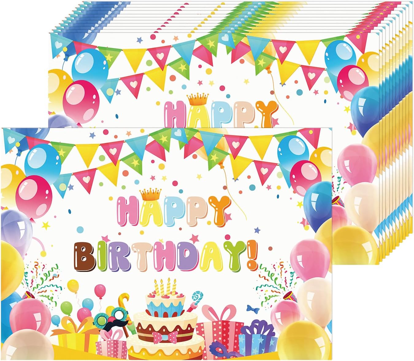 Amazon.com: Paper Placemats Disposable 50 Pack Happy Birthday Placemats ...