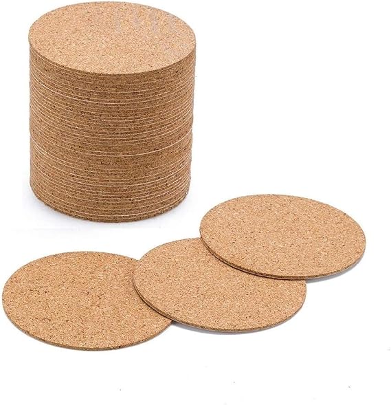 Amazon.com | Wandeful 24 Pack Cork Drink Coasters Round 1/8" Thick-Home ...