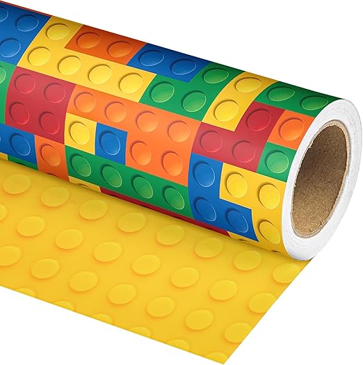 Amazon.com: Altarho Building Block Wrapping Paper Roll for Boys Kids ...