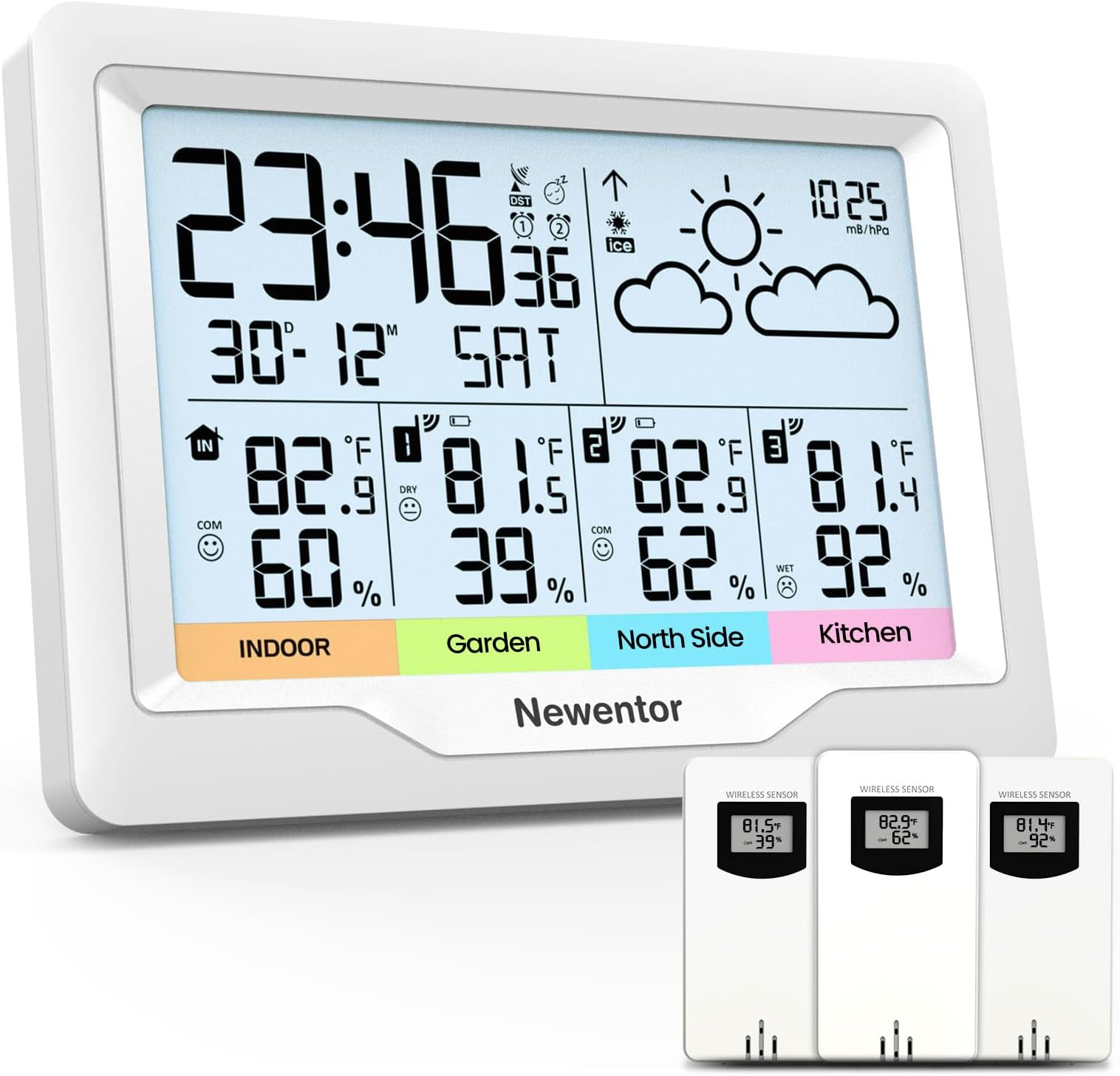 Newentor Weather Stations Wireless Indoor Outdoor Multiple Sensors ...