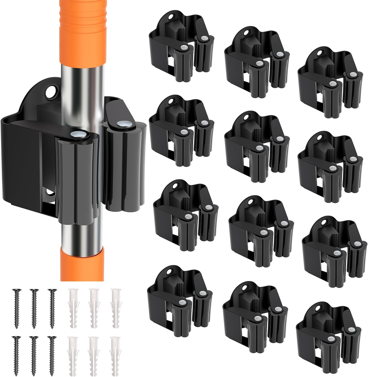 Amazon.com: Broom Holder Wall Mount 10 Pack Heavy Duty Metal Mop ...