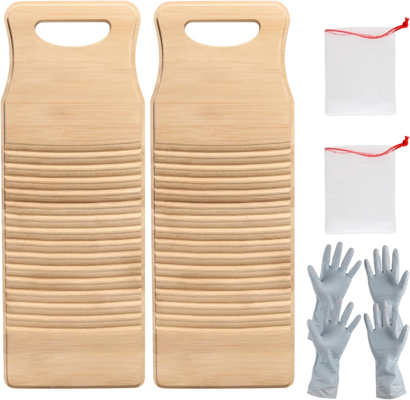 Amazon.com: PINGEUI 2 Pack Bamboo Washboard, Anti-slip Wood Washing ...