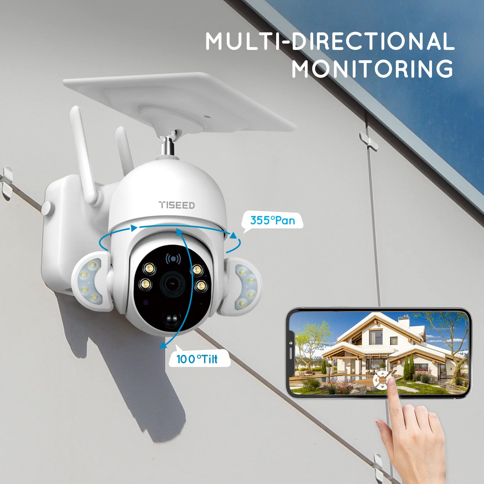 TISEED Security Cameras Wireless Outdoor, Solar Security Camera 360 ...