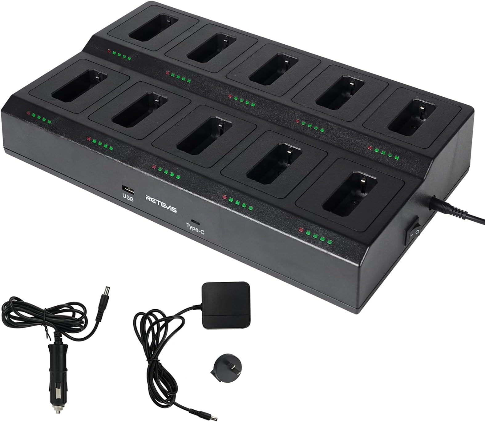 Amazon.com: Retevis RT22 10-Way Walkie Talkie Charger, Ten Way Multi ...