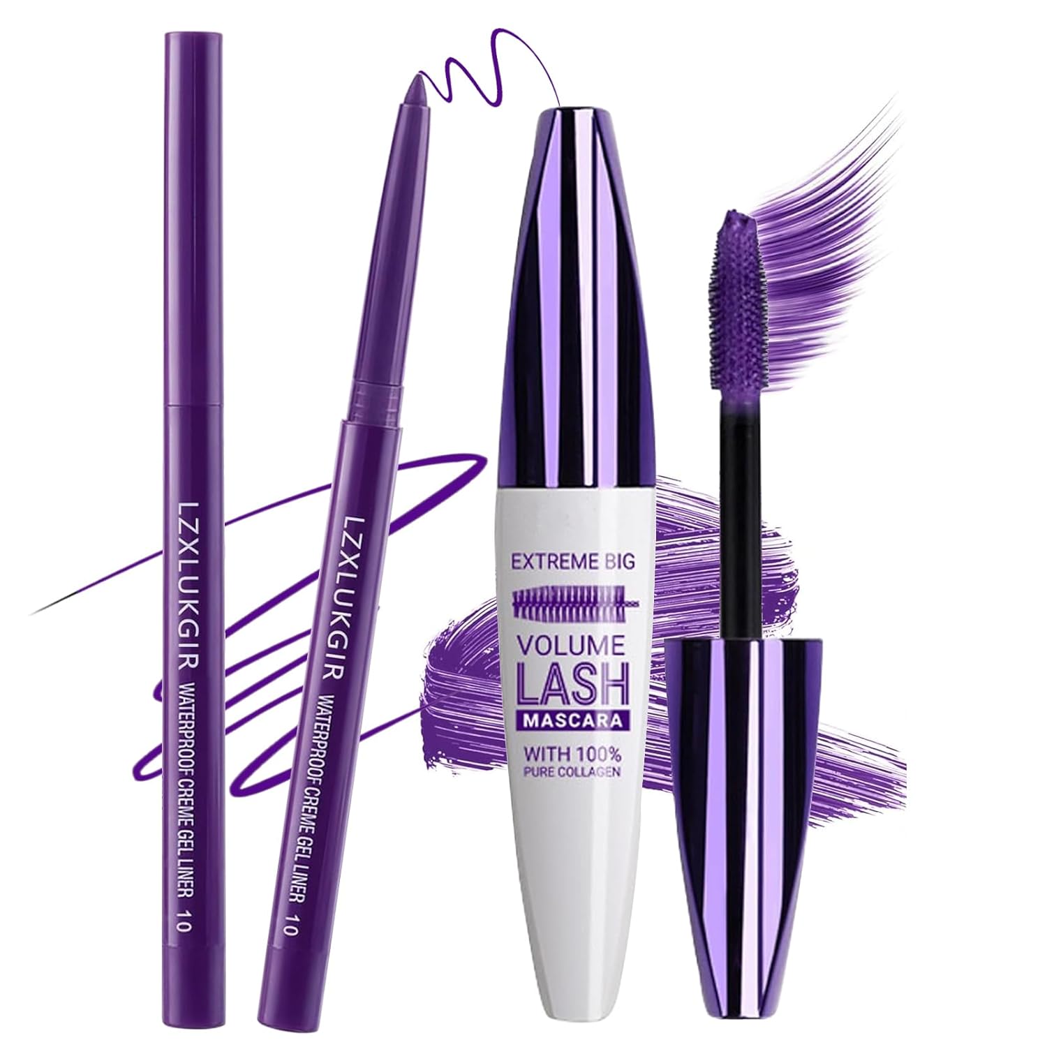 Amazon.com : Purple Volumizing Mascara&Eyeliner Set,5D Length Colored ...
