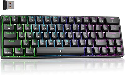 KOORUI Gaming Keyboards, 60% Mechanical Keyboard 26 RGB Backlit Wired ...