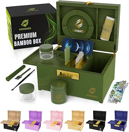 Amazon.com: HOVANZO Premium Large Bamboo Box - Locking Storage ...