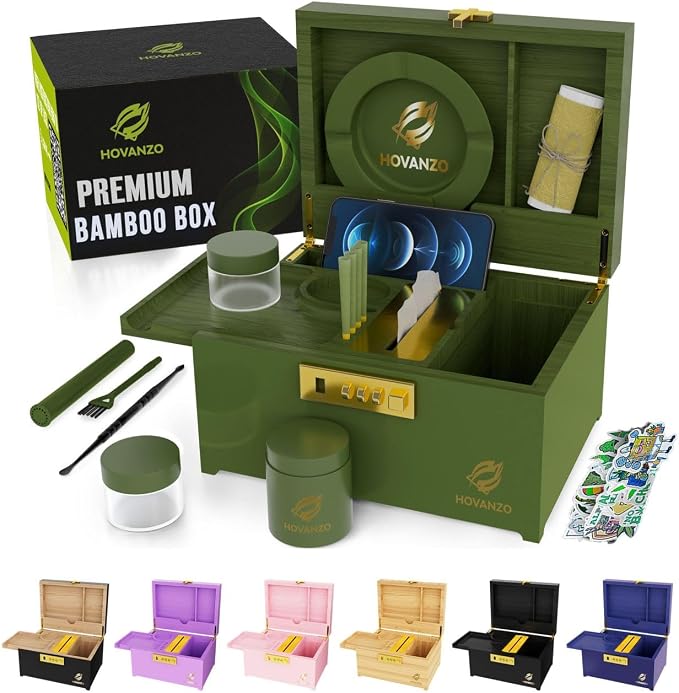 Amazon.com: HOVANZO Premium Large Bamboo Box - Locking Storage ...