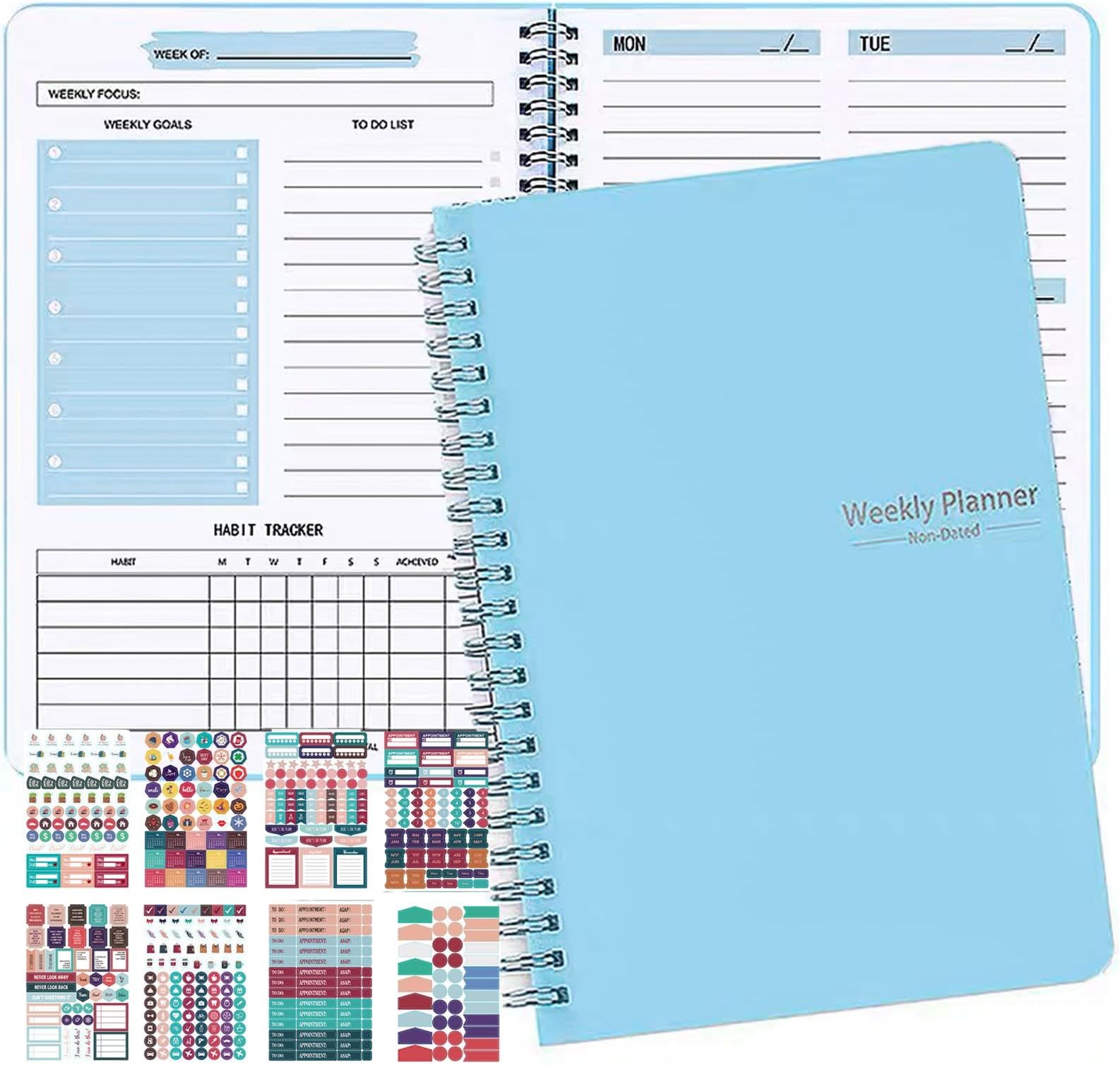 Planificador Semanal de 52 Páginas Carpeta sin Fecha Weekly Planner ...