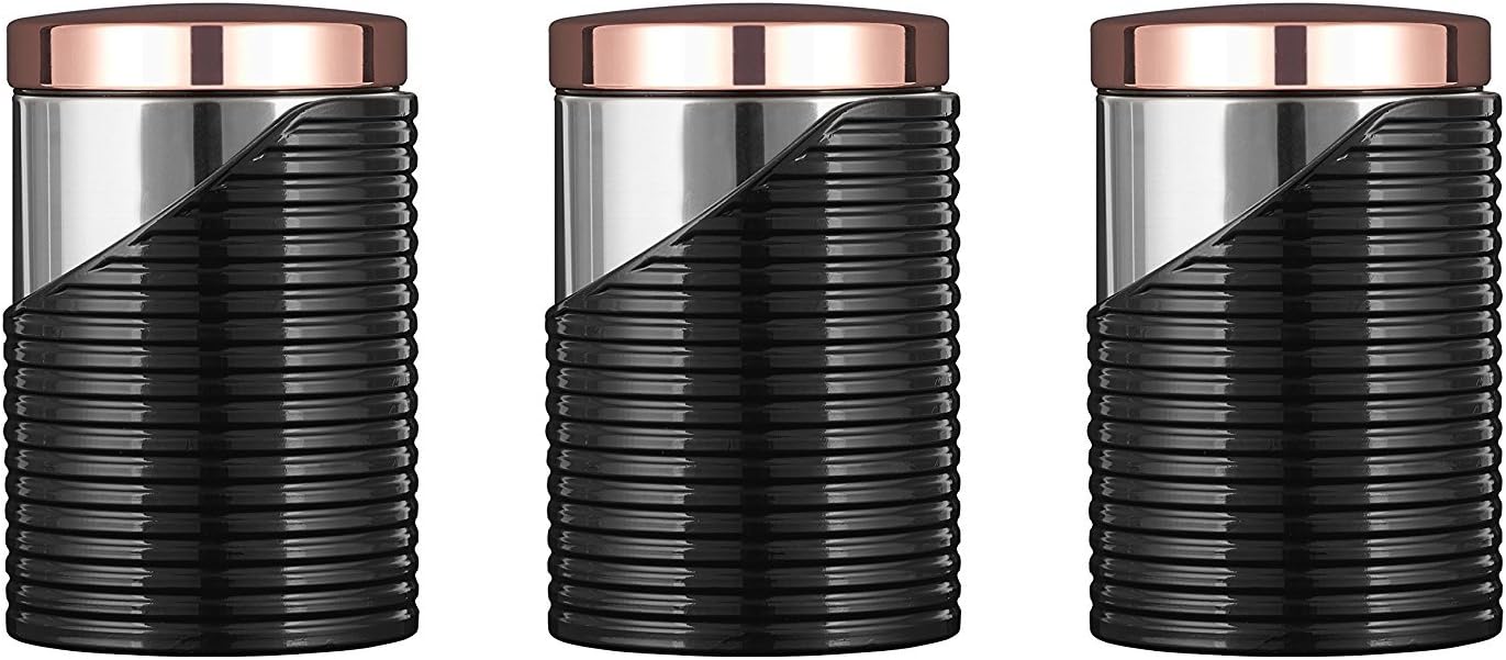 Amazon.com: Tower Linear T826001RB Canisters, Stainless Steel, Black ...