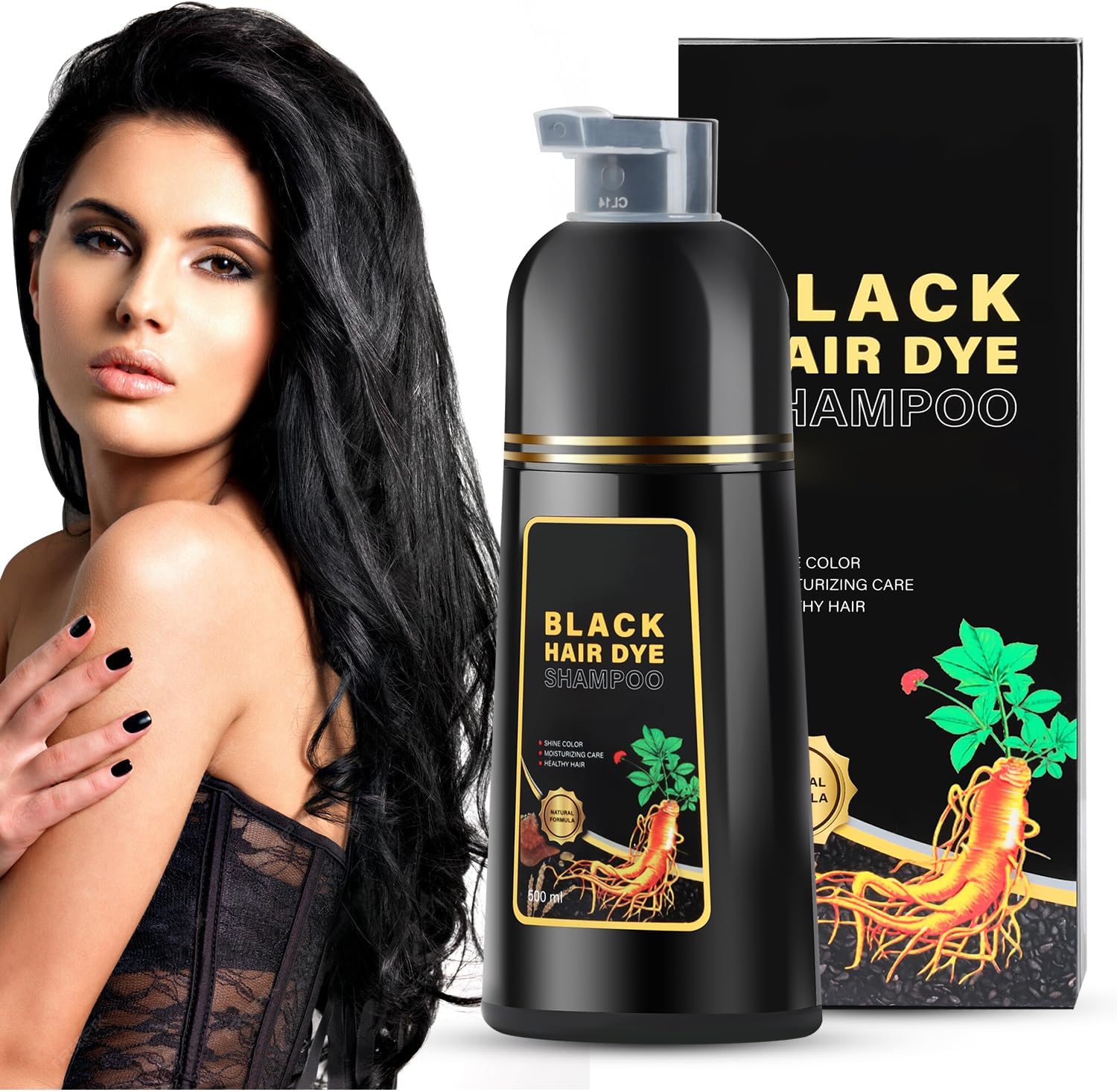 Amazon.com: GDRFNP Black Hair Dye Shampoo 3 en 1, champú con ...
