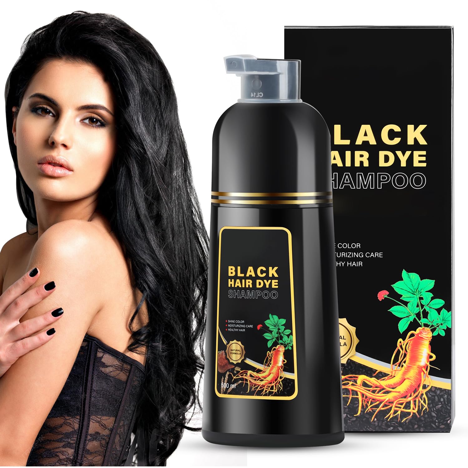 Amazon.com: GDRFNP Black Hair Dye Shampoo 3 en 1, champú a base de ...