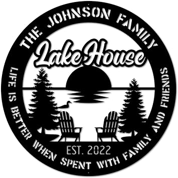 Amazon.com: V VIBEPY Personalized Lake House Cut Metal Sign 8" 12" 14 ...