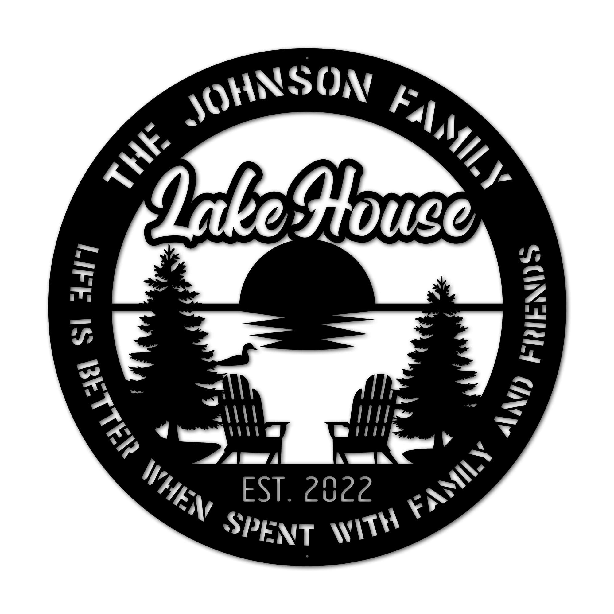 Amazon.com : V VIBEPY Personalized Lake House Cut Metal Sign 8" 12" 14 ...