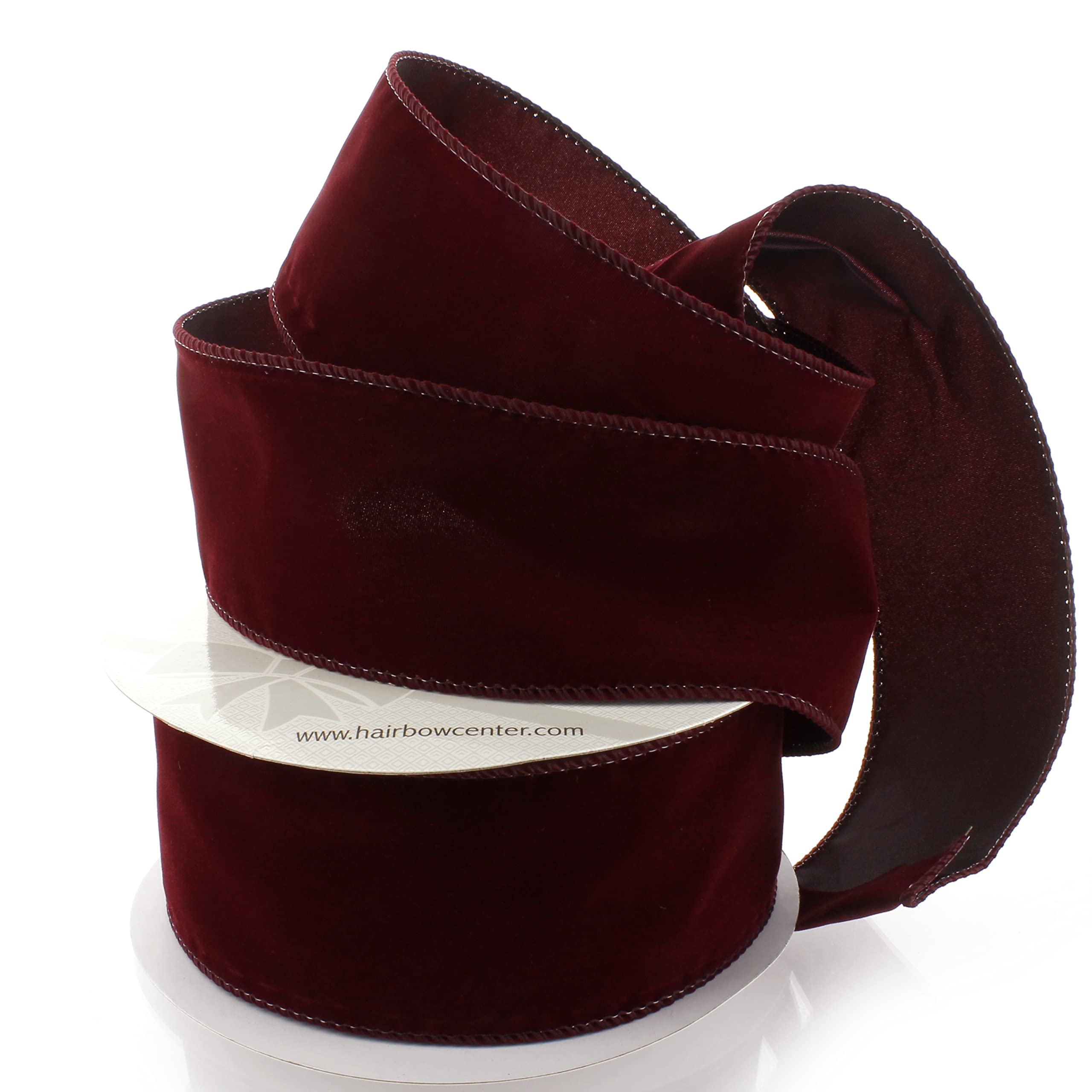 Amazon.com: Ribbon Traditions 2.5" Wired Suede Velvet Ribbon Burgundy ...