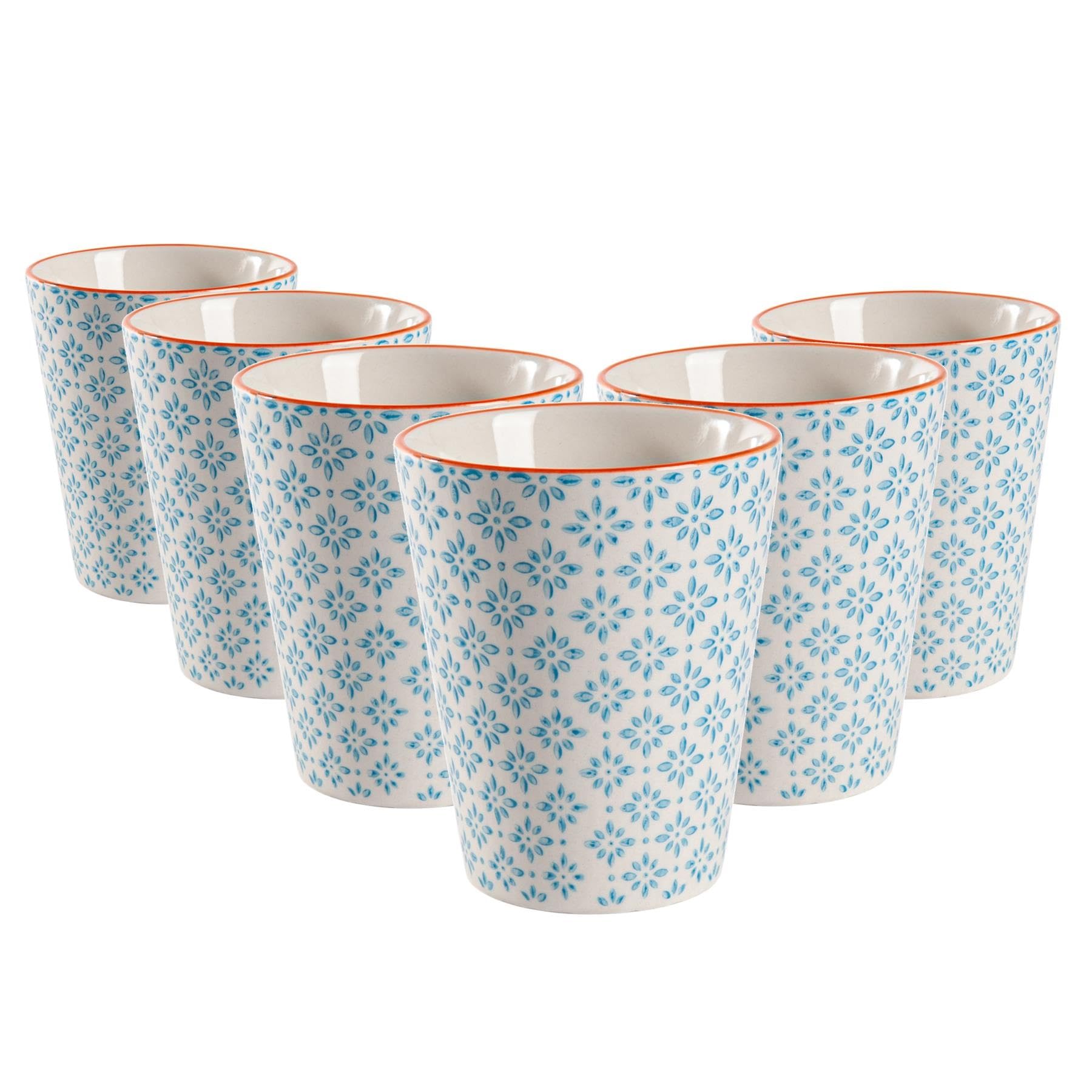 Nicola Spring Hand-Printed Tumbler - 300ml - Blue - Pack of 6 - No ...