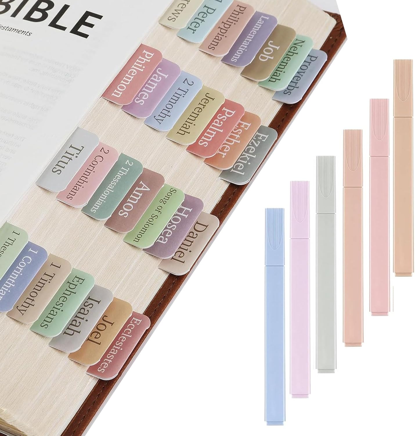 Amazon.com : 1 Set Bible Label Index Stickers with 6 Soft Highlighters ...